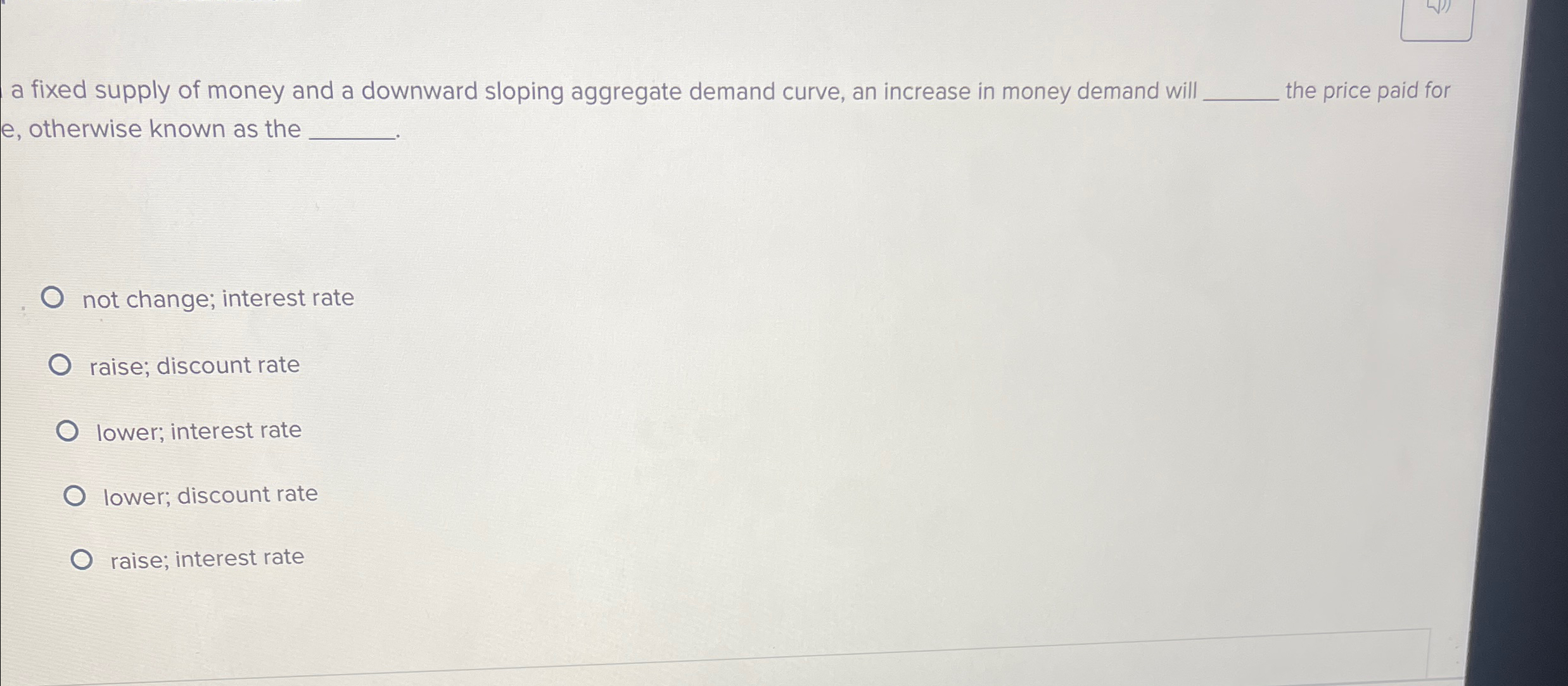 Solved a fixed supply of money and a downward sloping | Chegg.com