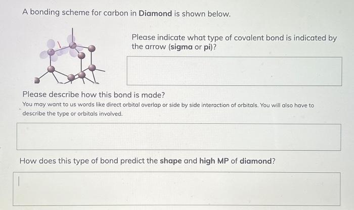 Solved A bonding scheme for carbon in Diamond is shown | Chegg.com