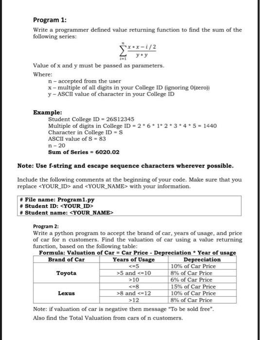 Solved Program 1: Write a programmer defined value returning | Chegg.com