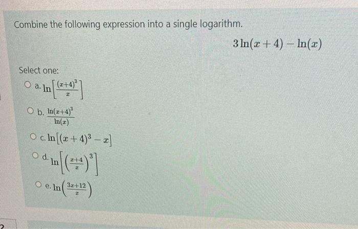 Solved Combine the following expression into a single | Chegg.com