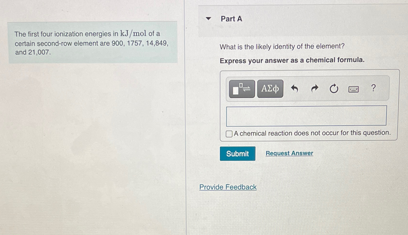 Solved The first four ionization energies in kJmol ﻿of a | Chegg.com