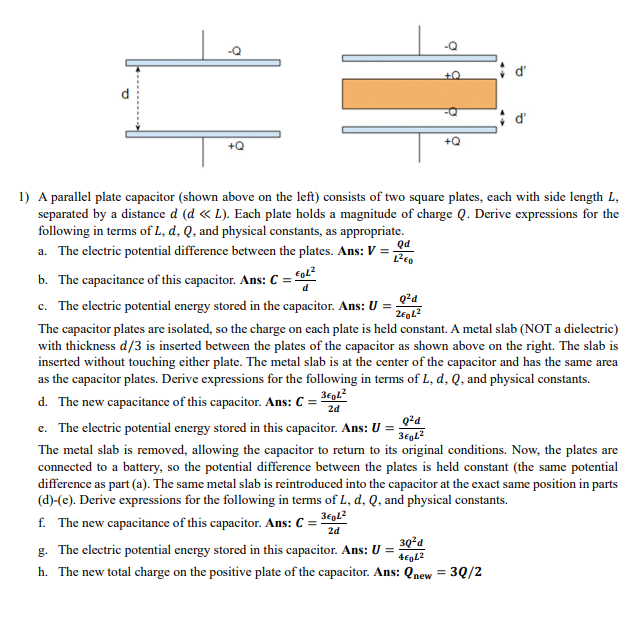 Solved AP Physics C EM Capacitance. Please answer with | Chegg.com