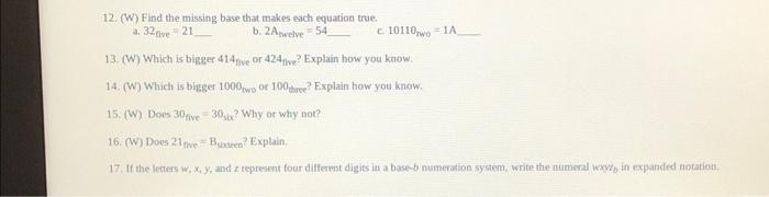 Solved 12. (W) Find the missing base that makes each | Chegg.com