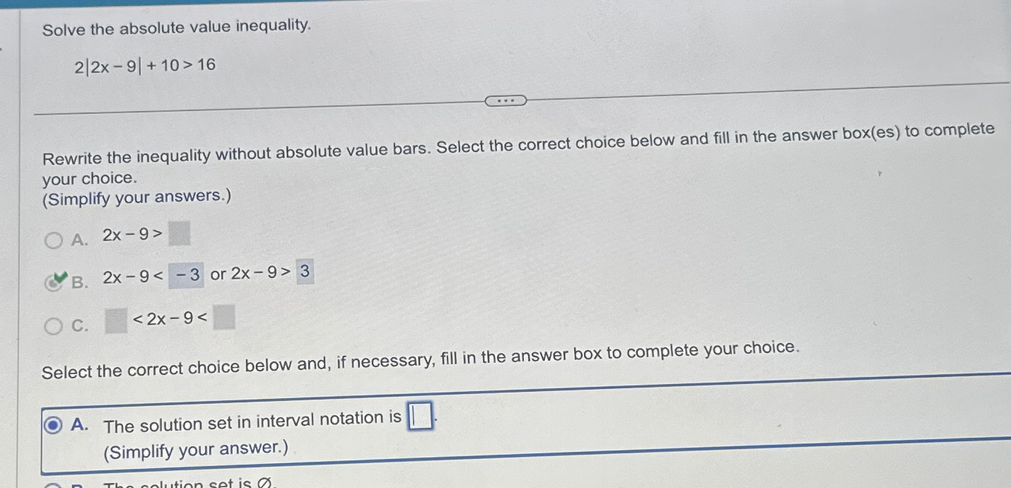 Solved Solve the absolute value | Chegg.com