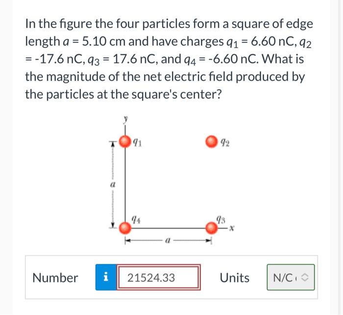 Solved In the figure the four particles form a square of | Chegg.com