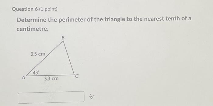 Solved Question 6 (1 point) Determine the perimeter of the | Chegg.com