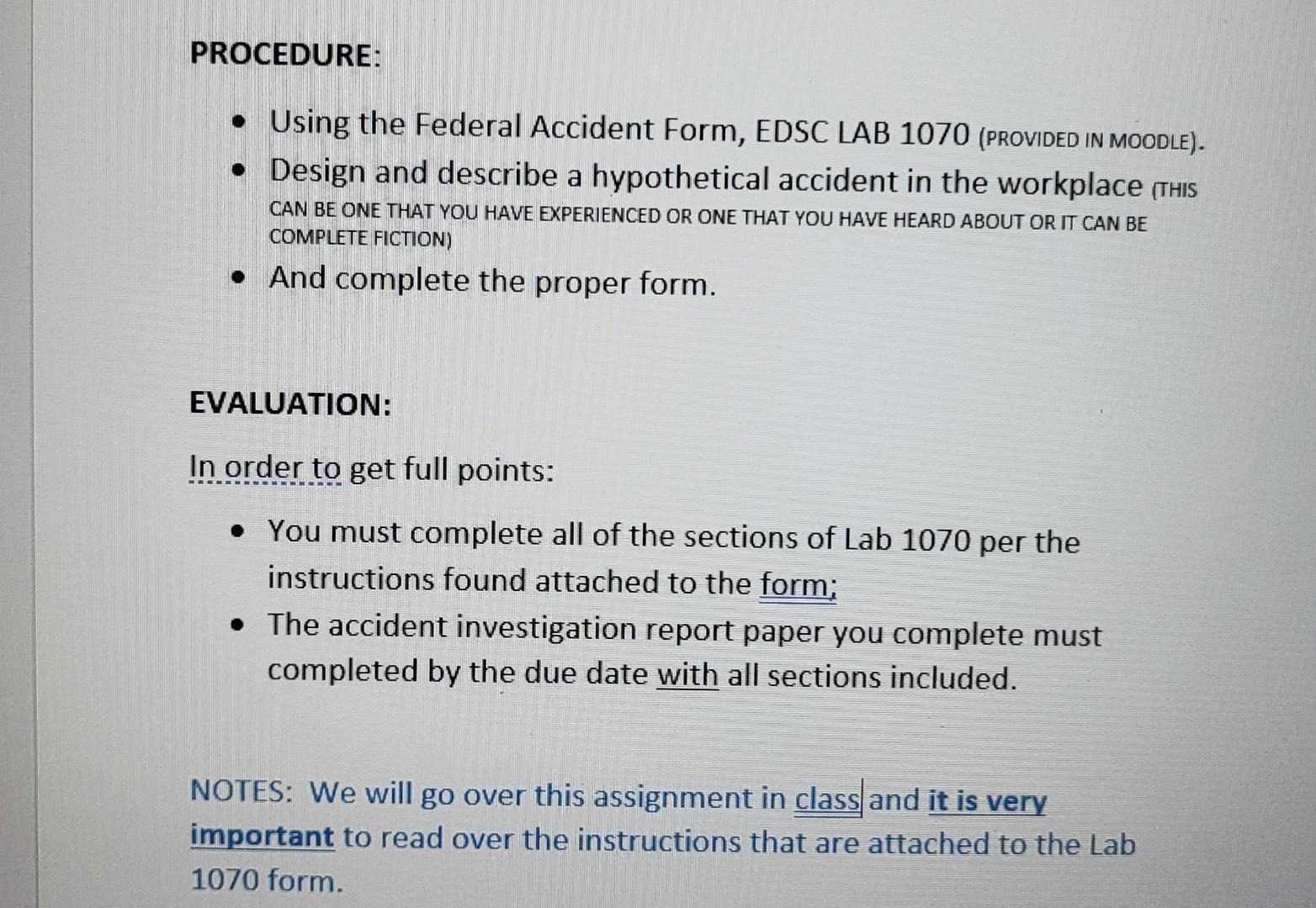Solved PROCEDURE:Using the Federal Accident Form, EDSC LAB | Chegg.com