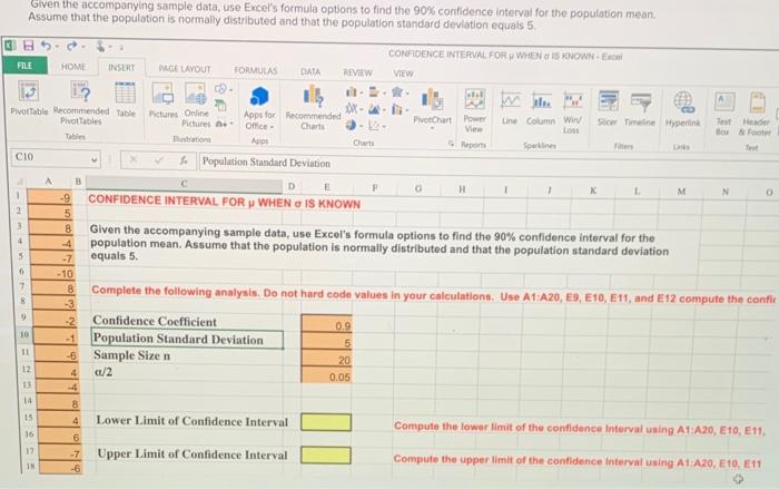 Given the accompanying sample data, use Excel's | Chegg.com