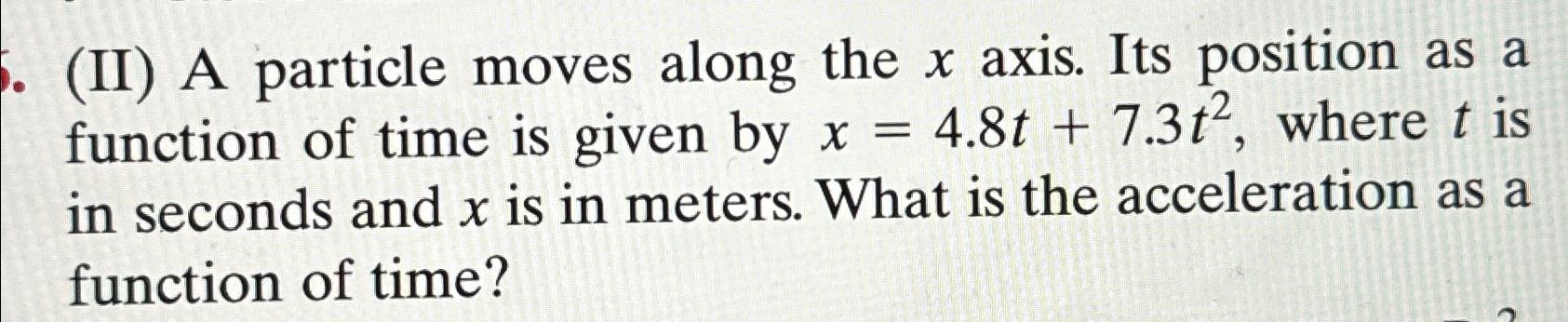 Solved (II) ﻿A particle moves along the x ﻿axis. Its | Chegg.com
