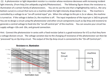 Solved A photoresistor or light dependent resistor is a | Chegg.com