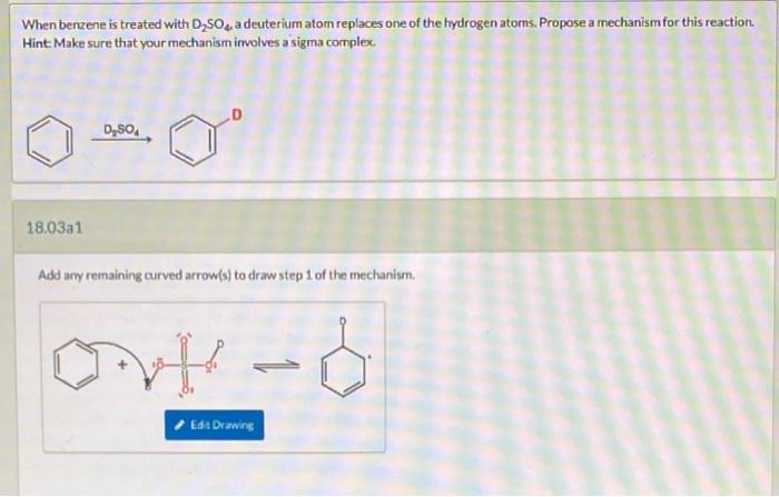 Solved When benzene is treated with D2SO4, a deuterium atom | Chegg.com