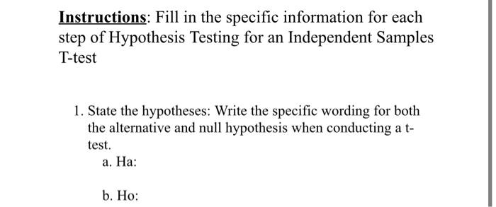 Instructions: Fill in the specific information for | Chegg.com