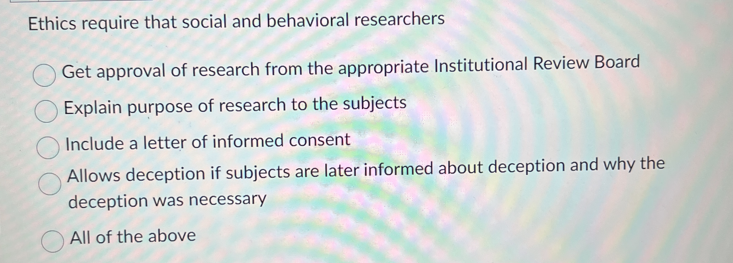 Solved Ethics require that social and behavioral | Chegg.com