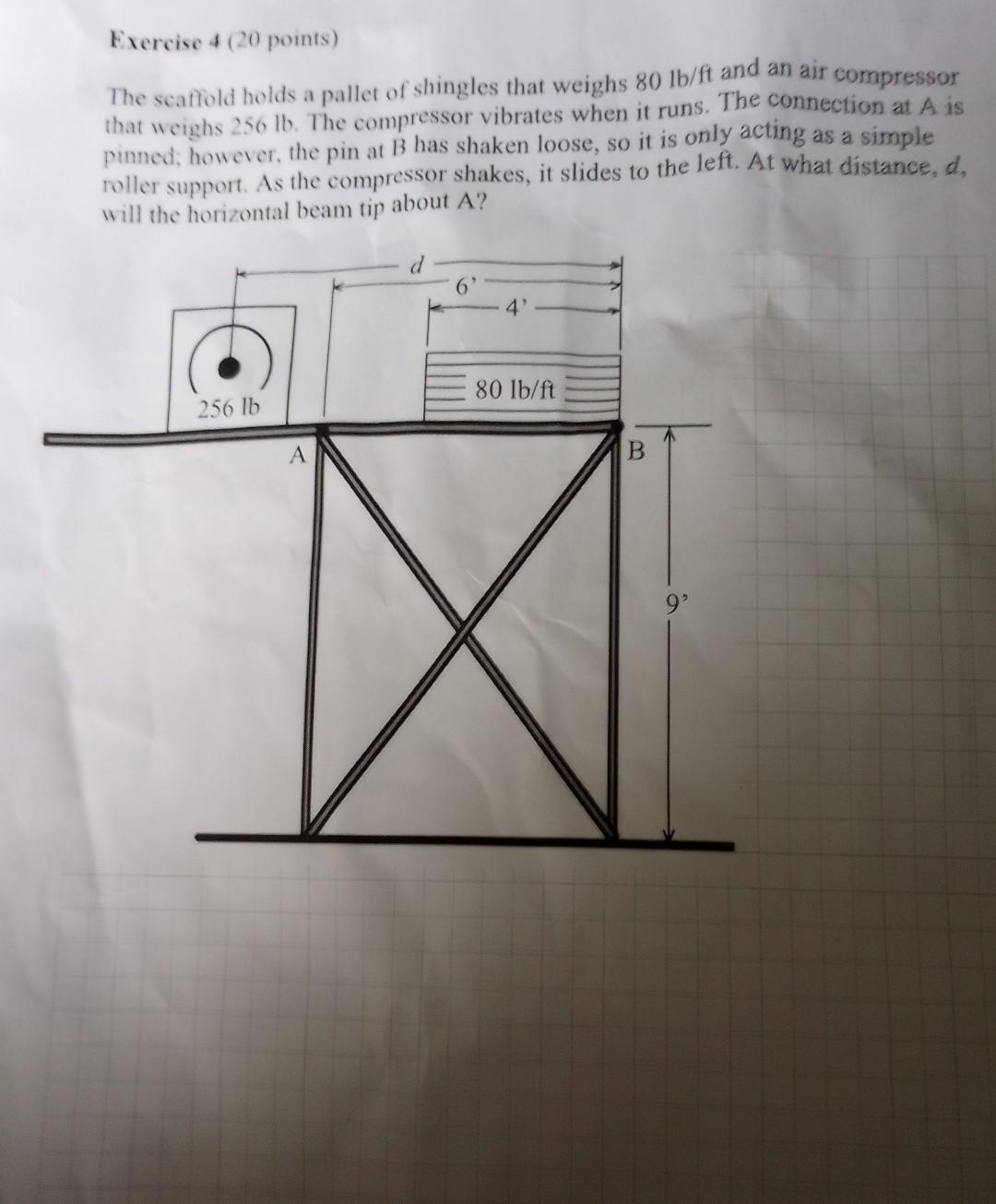 Solved Exercise 4 (20 points) The scaffold holds a pallet of | Chegg.com