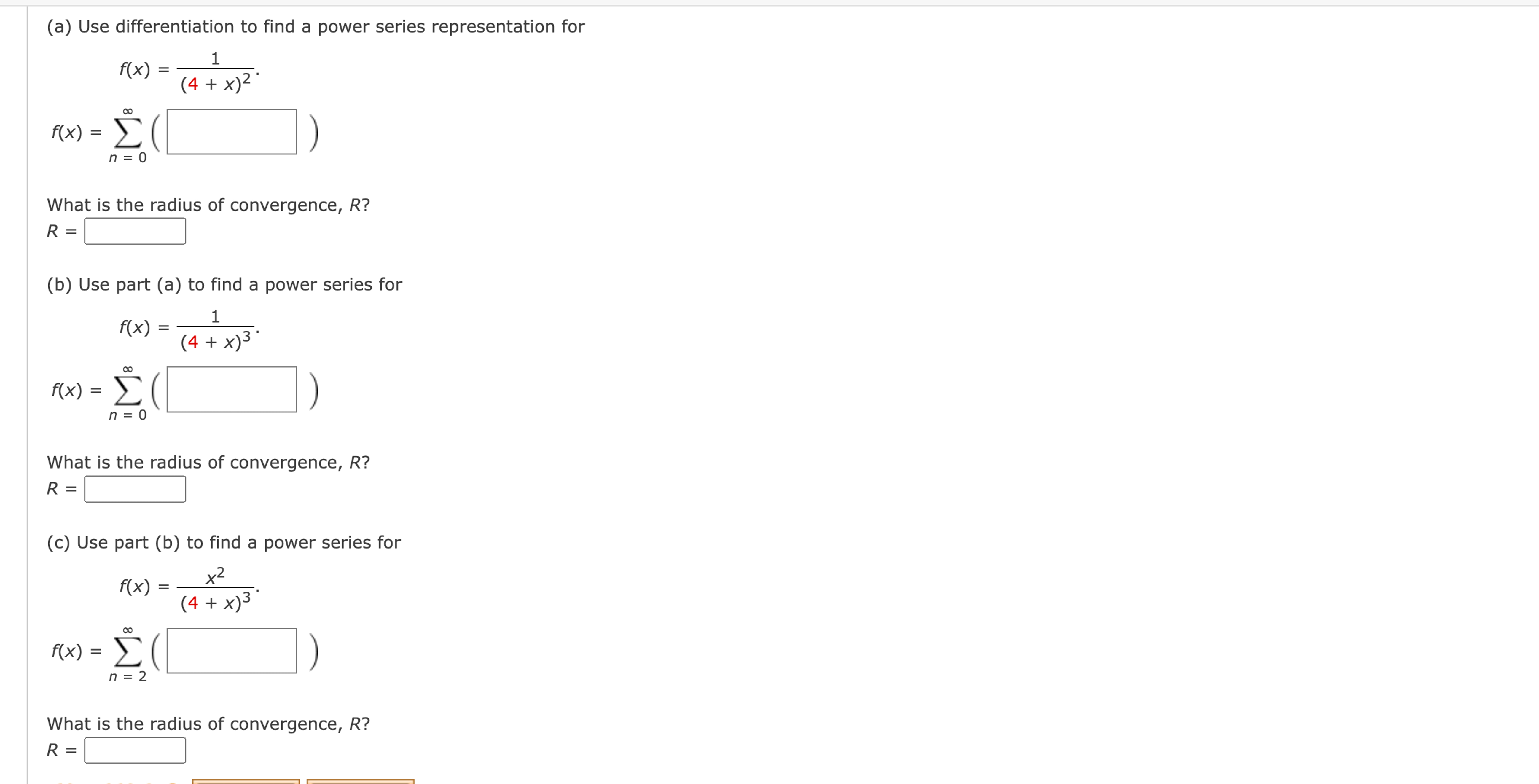 Solved (a) ﻿Use differentiation to find a power series | Chegg.com