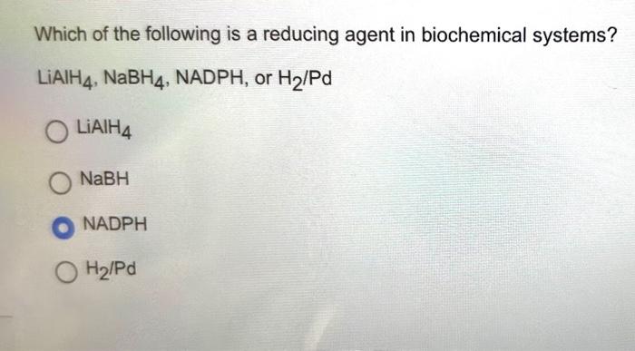 Solved Which of the following is a reducing agent in | Chegg.com