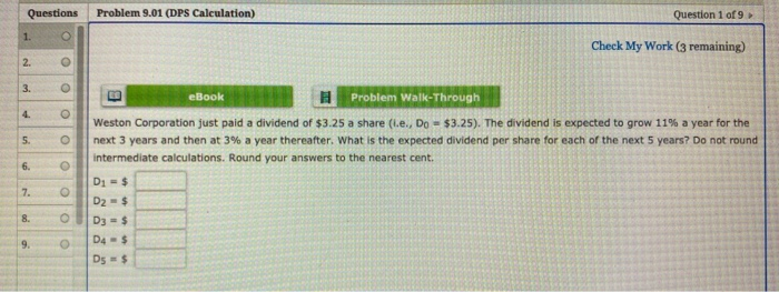 Solved Problem 9.01 (DPS Calculation) Question 1 of 9 | Chegg.com