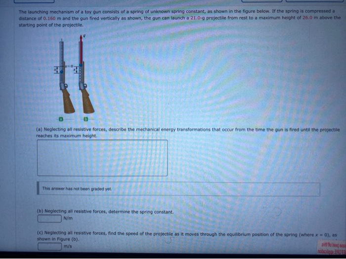 Solved The launching mechanism of a toy gun consists of a | Chegg.com