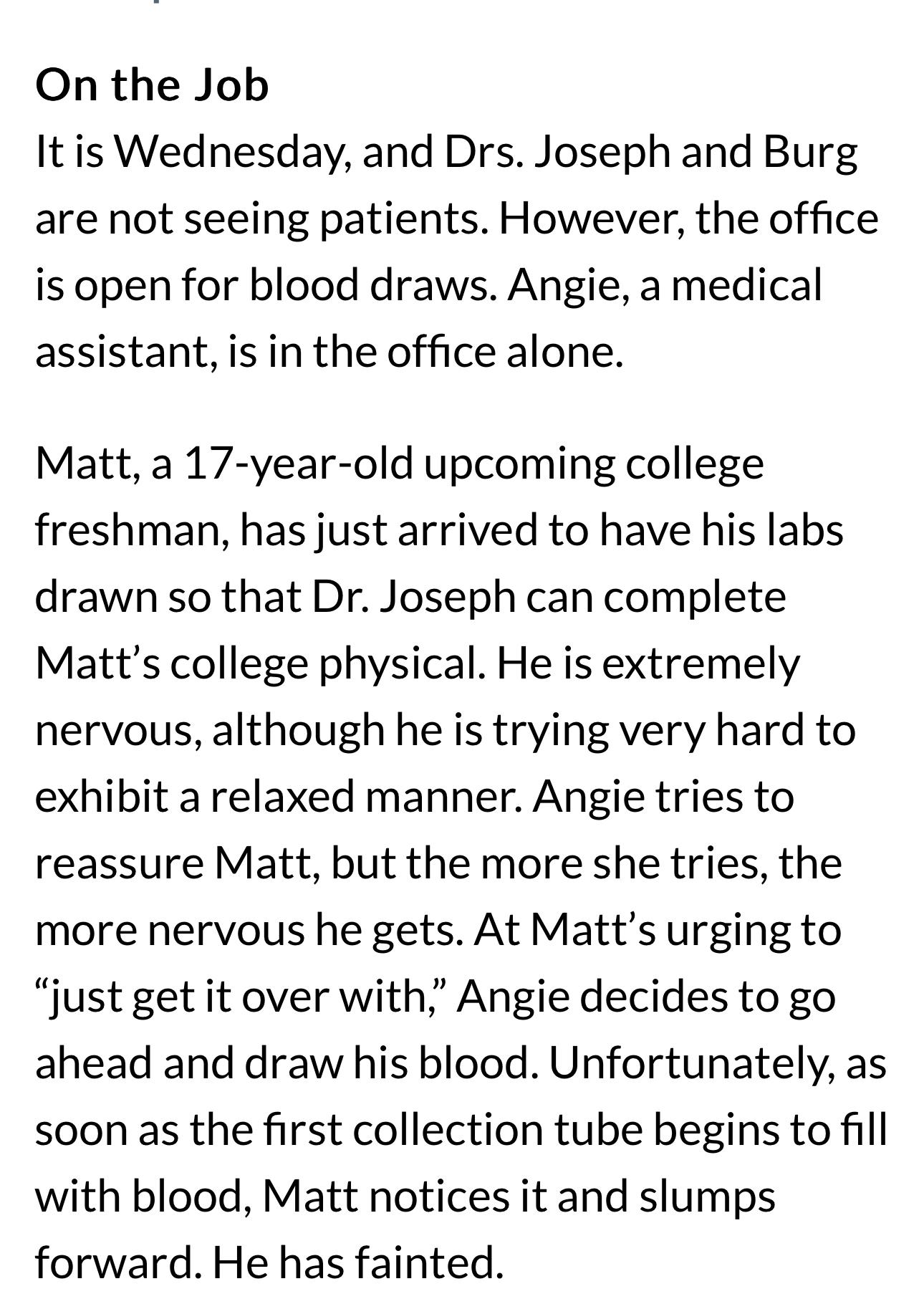 Solved On the JobIt is Wednesday, and Drs. ﻿Joseph and Burg | Chegg.com