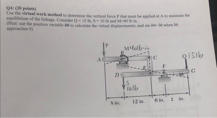 Solved Q4: (20 points) Use the virtual work method to | Chegg.com