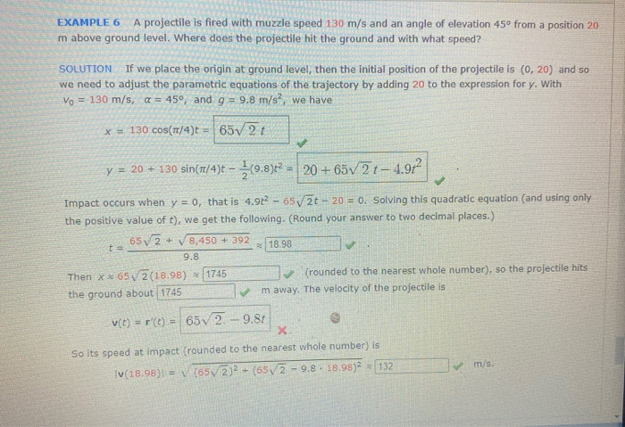 Solved EXAMPLE 6 A projectile is fired with muzzle speed 130 | Chegg.com