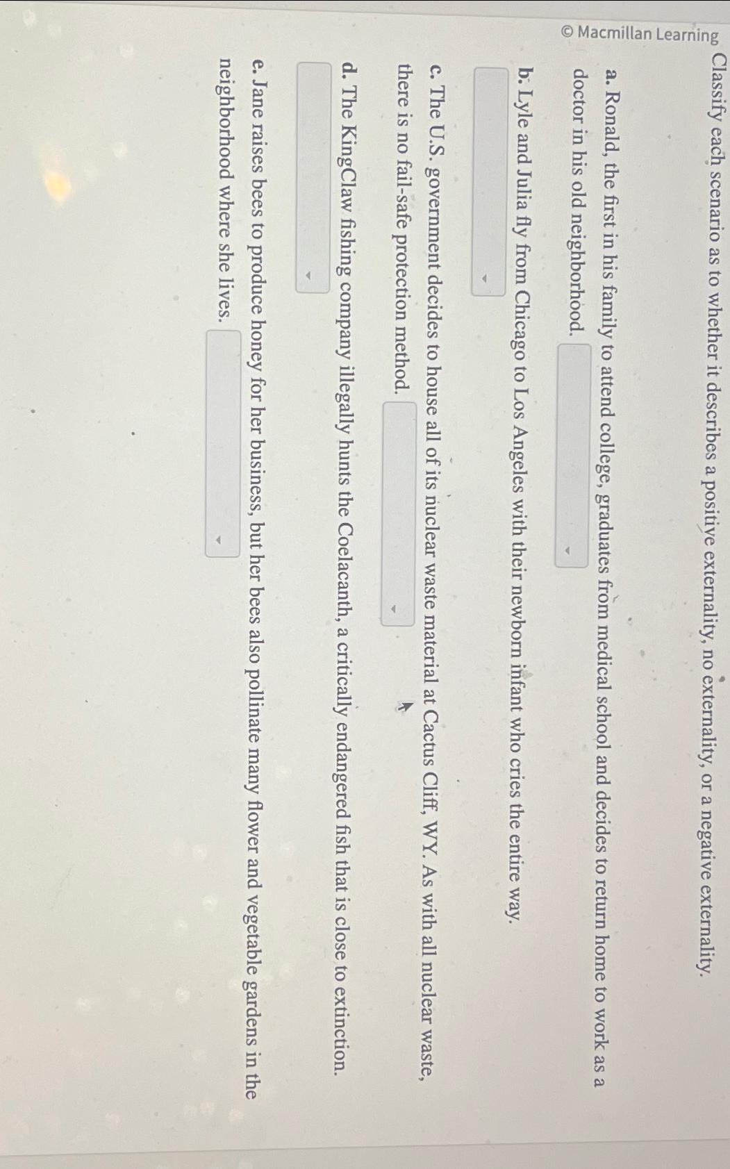 Solved Classify each scenario as to whether it describes a | Chegg.com