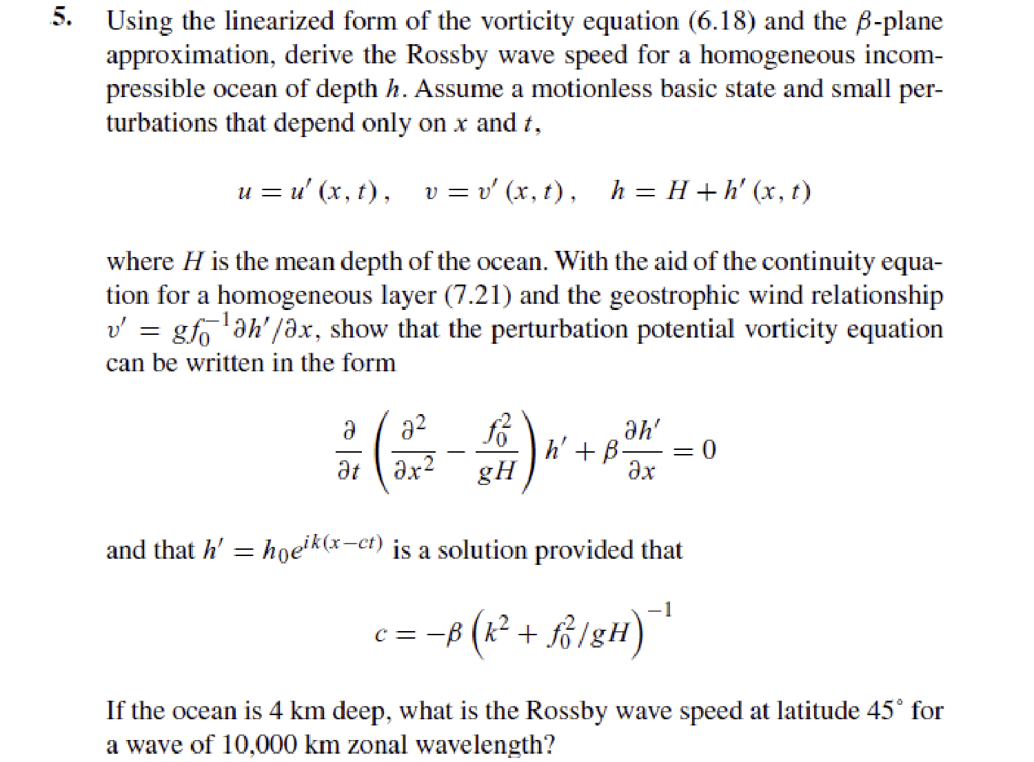 Solved Using the linearized form of the vorticity equation | Chegg.com