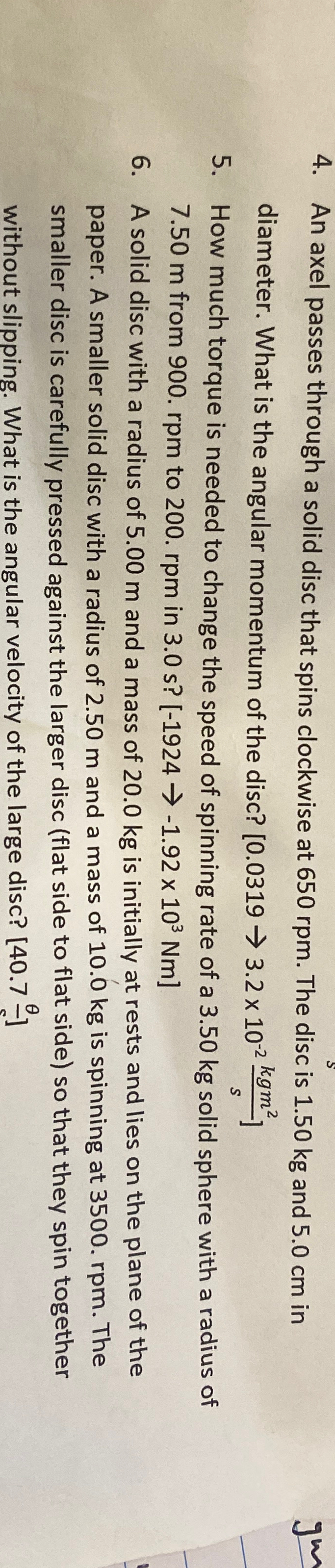 Solved An axel passes through a solid disc that spins | Chegg.com