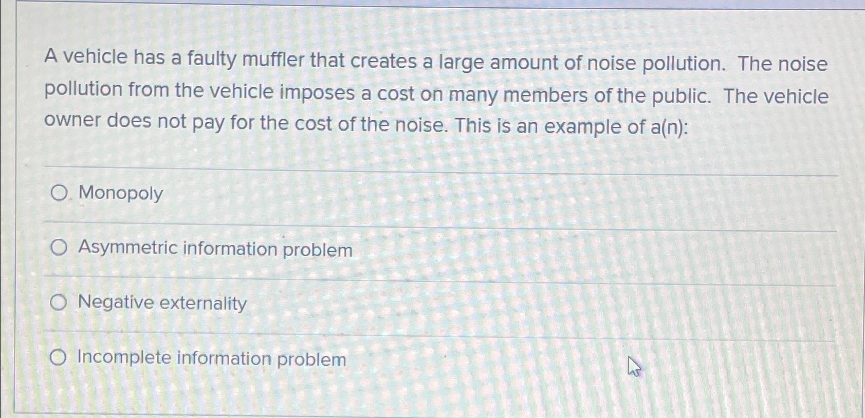 Solved A vehicle has a faulty muffler that creates a large | Chegg.com