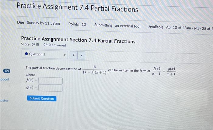 Solved Practice Assignment Section 7.4 Partial Fractions | Chegg.com