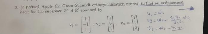 Solved 3. (5 points) Apply the Gram-Schmidt | Chegg.com