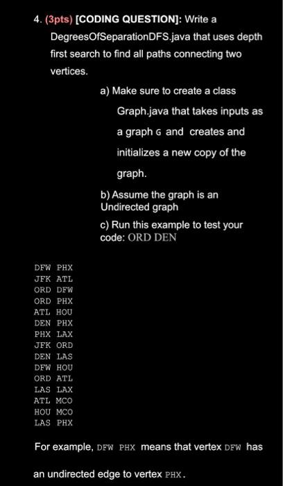 Solved 4. (3pts) [CODING QUESTION]: Write a | Chegg.com