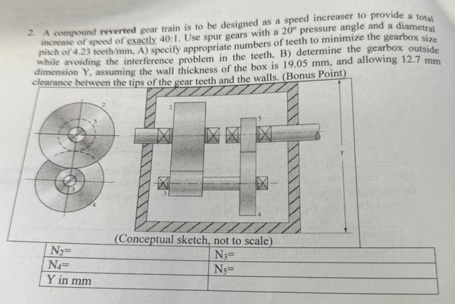 Solved A compound reverted gear train is to be designed as a | Chegg.com