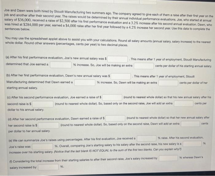 Solved Joe and Dawn were both hired by Stoudt Manufacturing | Chegg.com