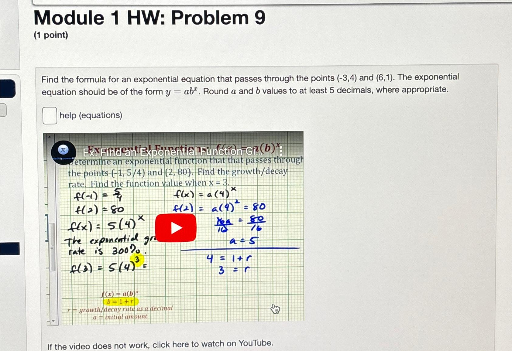 Solved Module 1 ﻿HW: Problem 9(1 ﻿point)Find the formula for | Chegg.com