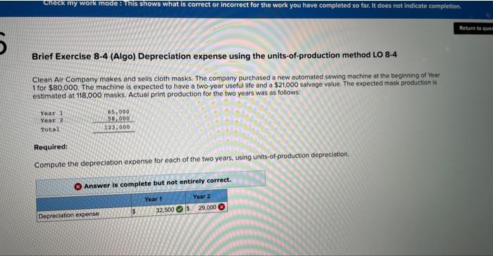 Solved Brief Exercise 8-4 (Algo) Depreciation expense using | Chegg.com