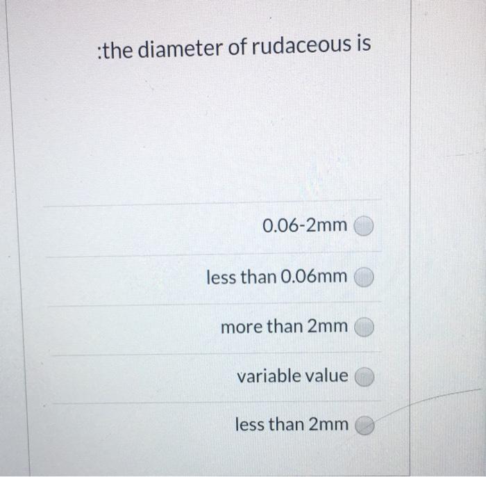 Solved the diameter of rudaceous is 0.06-2mm less than | Chegg.com