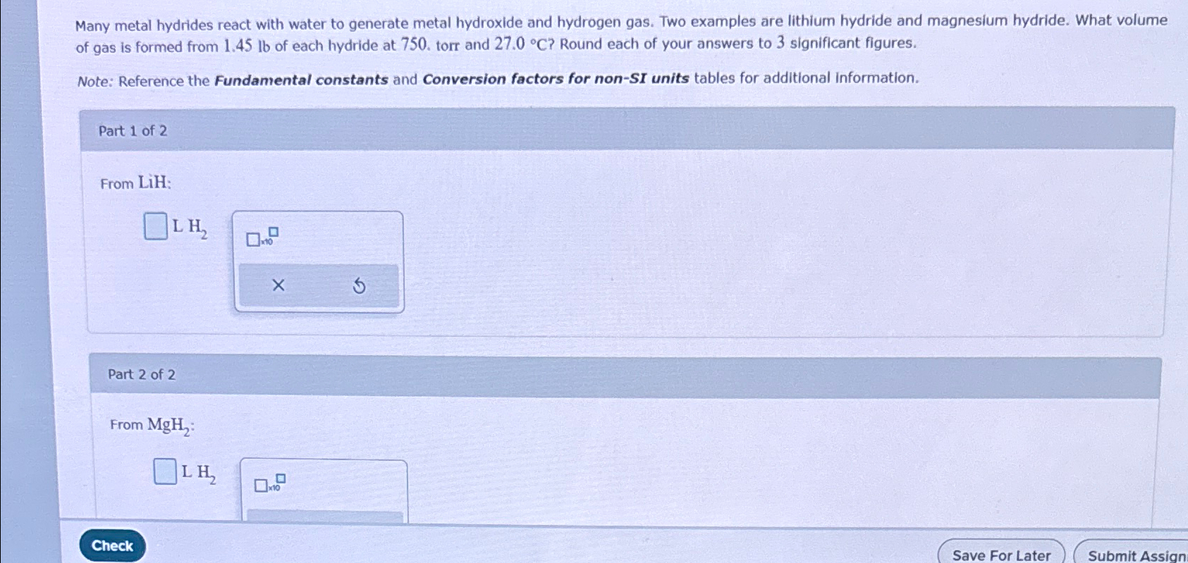 Solved Many metal hydrides react with water to generate | Chegg.com