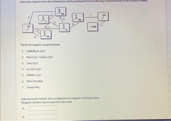 Solved The list of reagents are given below: 1. LiAlOR | Chegg.com