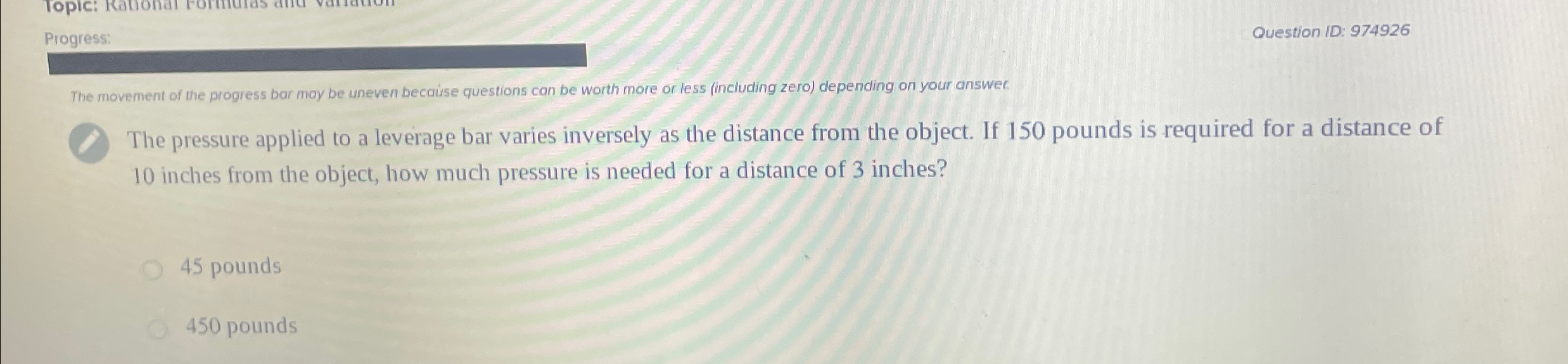 Solved Progress:Question ID: 974926The movement of the | Chegg.com