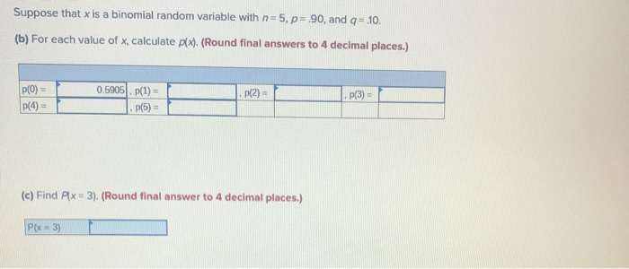 Solved Suppose that x is a binomial random variable with | Chegg.com