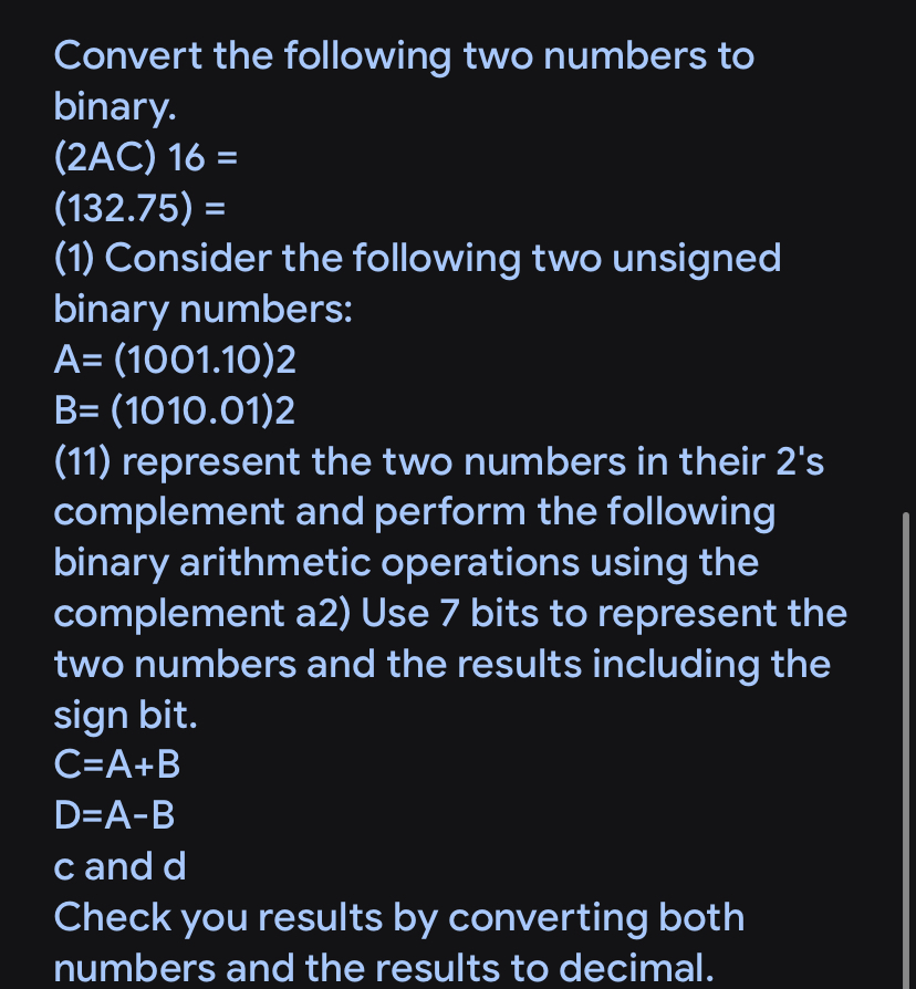 Solved Convert the following two numbers to | Chegg.com