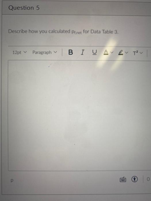 Solved Describe how you calculated Pf,net for Data Table 3 | Chegg.com