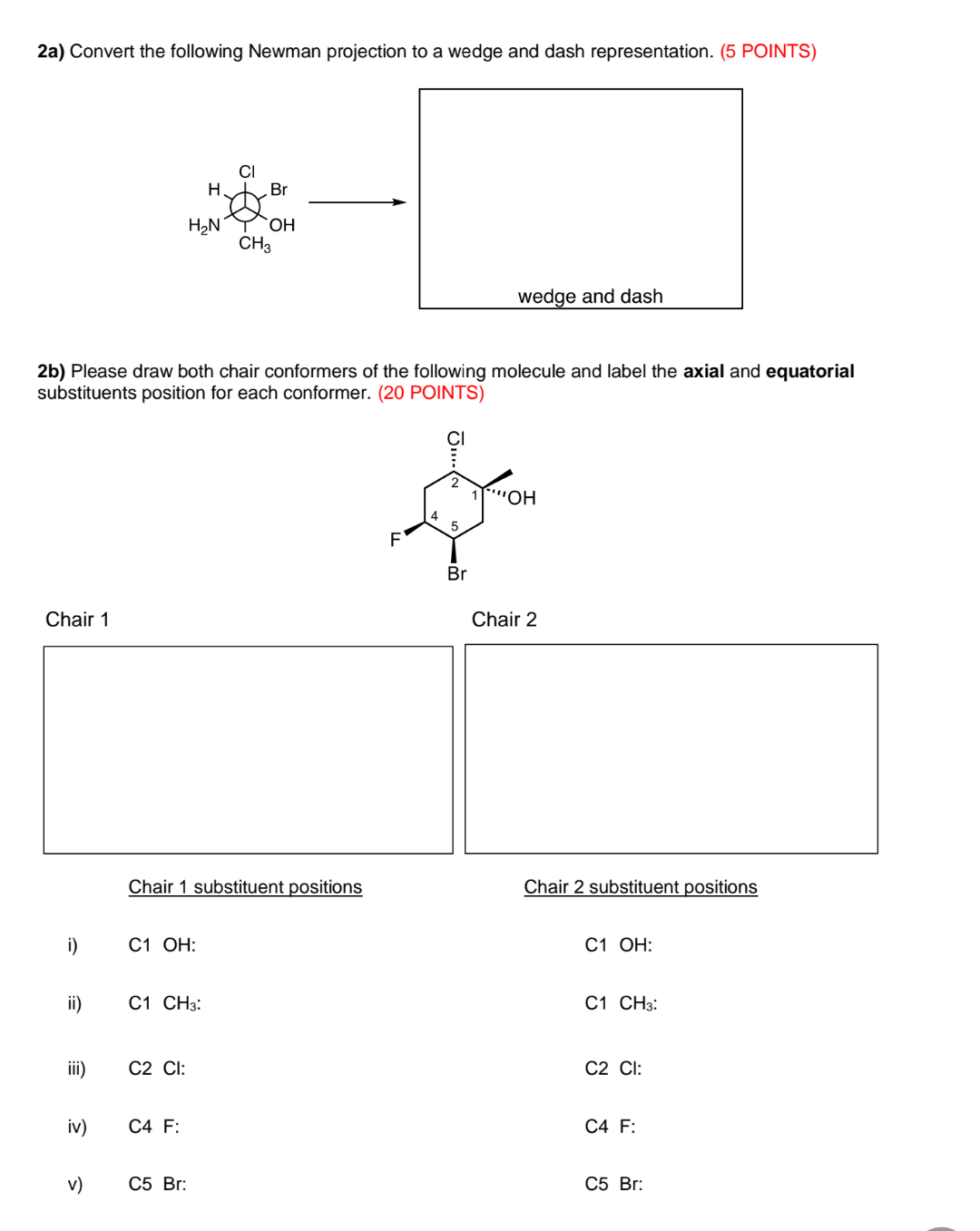 Solved 2a) Convert the following Newman projection to a | Chegg.com