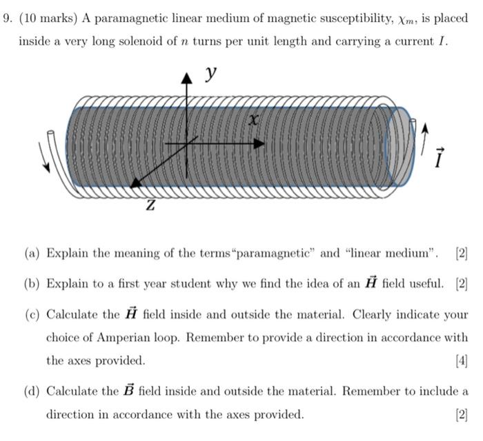 (10 marks) A paramagnetic linear medium of magnetic | Chegg.com