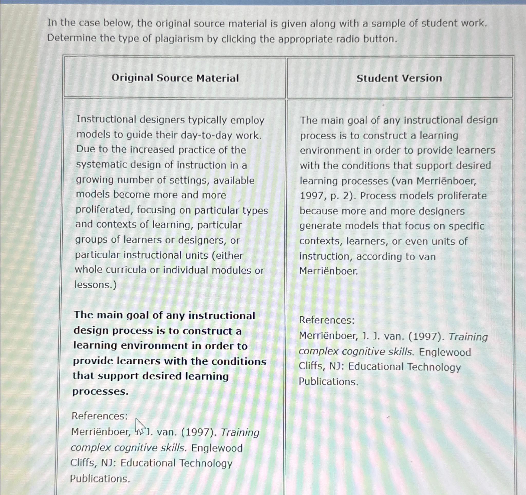 Solved In the case below, the original source material is | Chegg.com