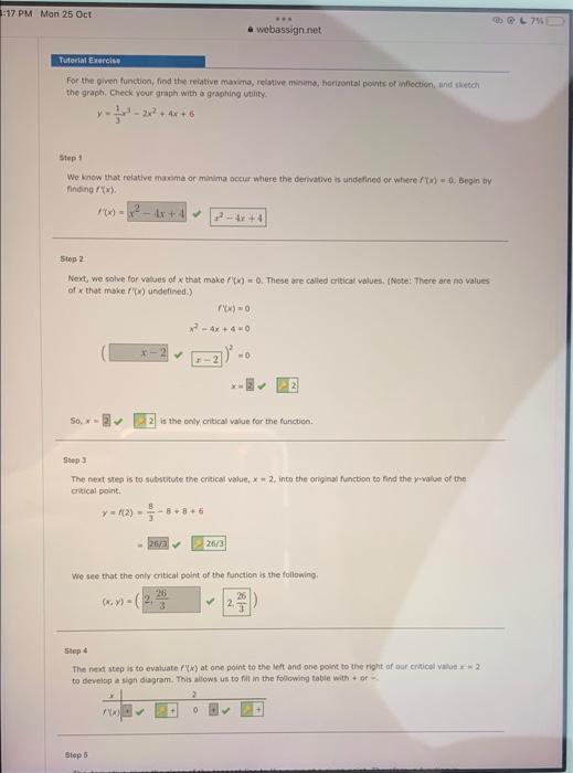 Solved :17 PM Mon 25 Oct B7% webassign.net Tutorial Exercise | Chegg.com