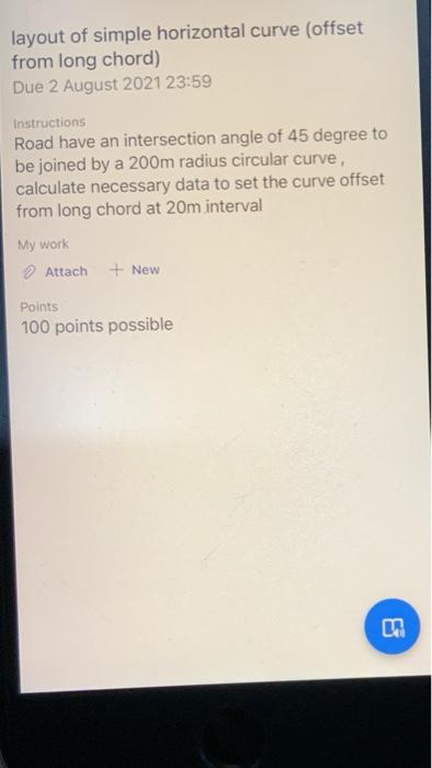 Solved layout of simple horizontal curve (offset from long | Chegg.com