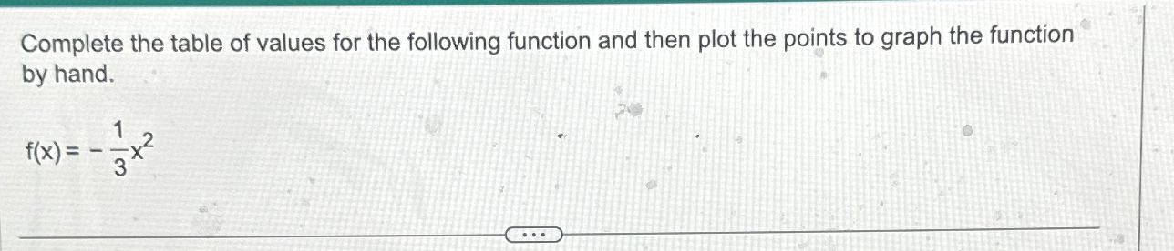 Solved Complete the table of values for the following | Chegg.com