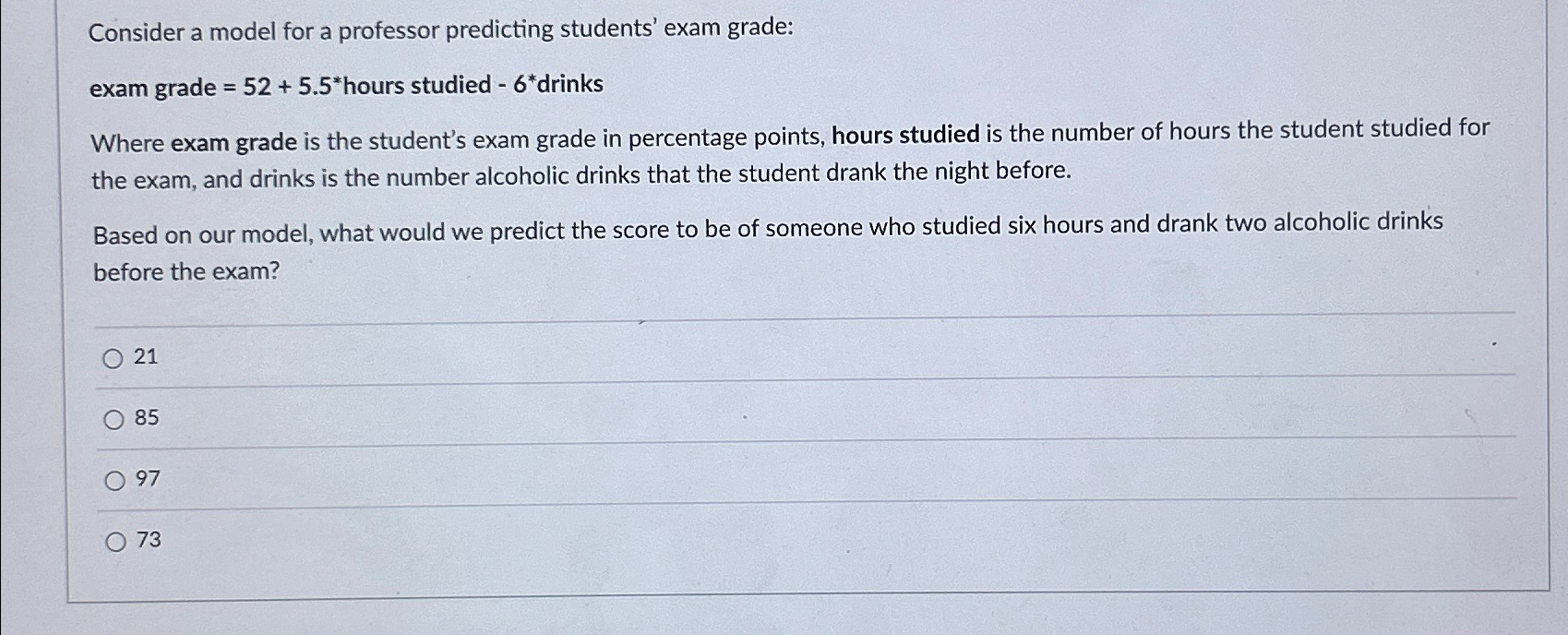 Solved Consider a model for a professor predicting students' | Chegg.com